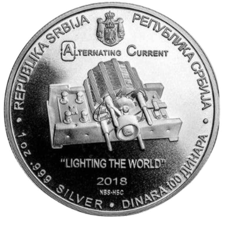 Nikola Tesla - Silver Color Coin 1 Oz 2018 - Bullion Club