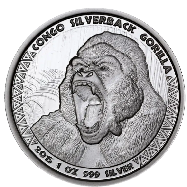 Congo Silverback Gorilla Silver Coin 1 Oz 2015 - Bullion Club