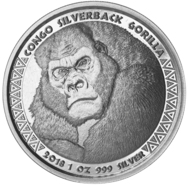 Congo Silverback Gorilla Silver Coin 1 Oz 2018 - Bullion Club