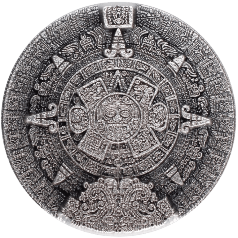 Shield Stacker – Aztec Sun Stone Silver Stackable 2 Oz 2022 - Bullion Club