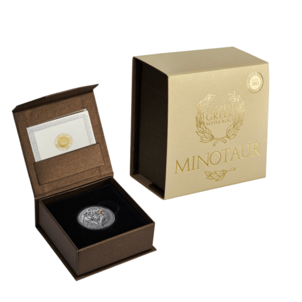 Great Greek Mythology – Minotaur Silver Gilded Coin Antiqued 1 Oz 2023 ...
