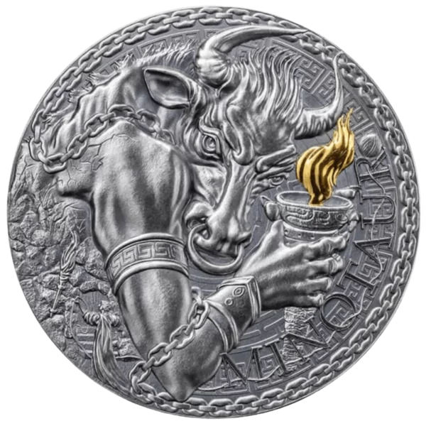 Great Greek Mythology – Minotaur Silver Gilded Coin Antiqued 1 Oz 2023 ...