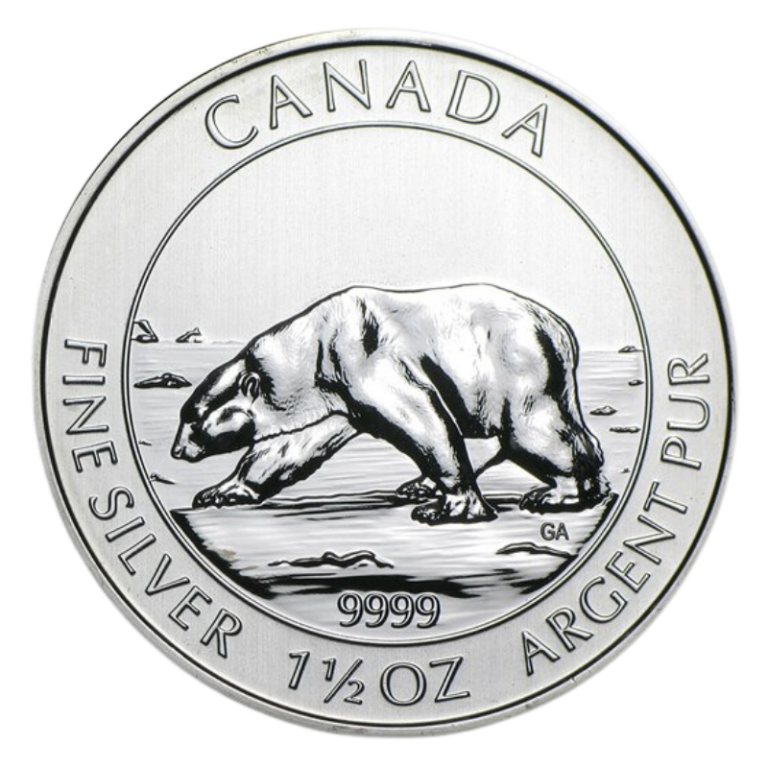 Canadian Wildlife Polar Bear Silver Coin 1.5 Oz 2013 - Bullion Club