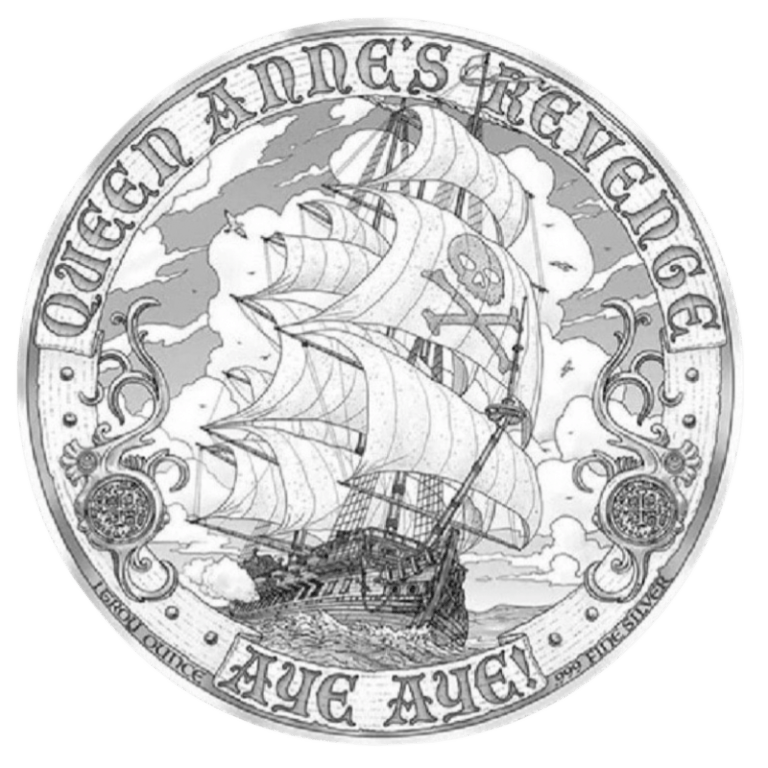 Pirate - Blackbeard Queen Anne's Revenge Silver Coin BU 1 Oz - Bullion Club