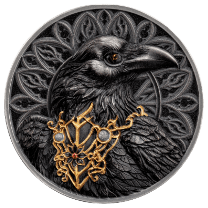 Creatures of Nocturne - The Raven Silver Color Coin Antiqued 1 Oz 2025 ...