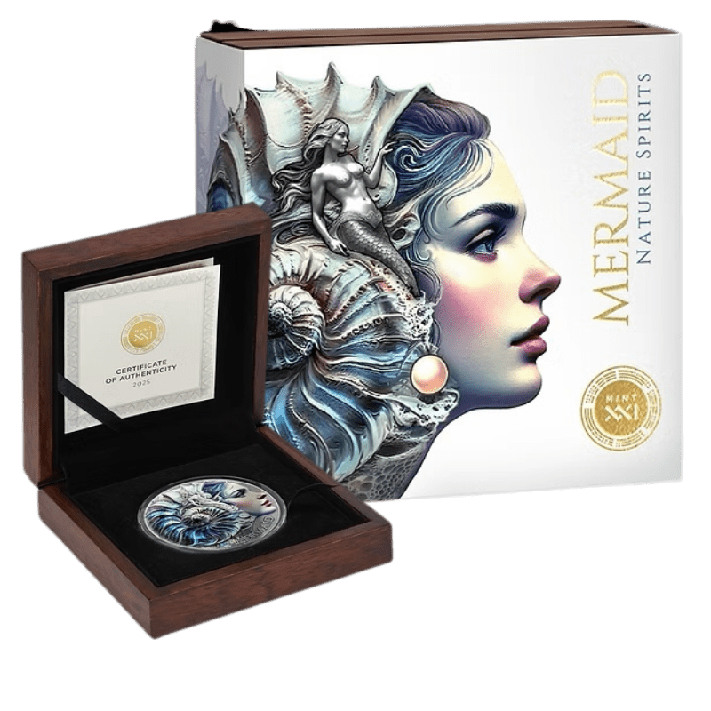 Nature Spirits - Mermaid Silver Color Coin Antiqued 2 Oz 2025 - Bullion ...