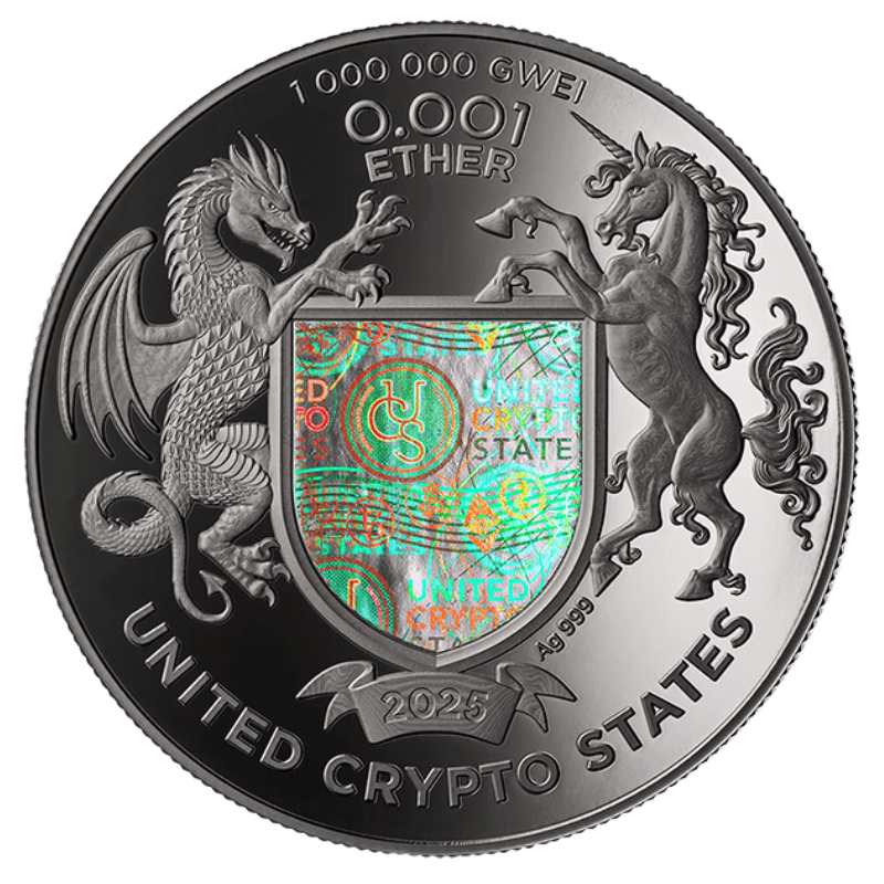 United Crypto States – Ethereum - 10 Years Silver Gilded Ruthenium Coin ...