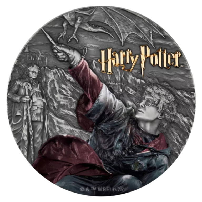 Harry Potter and the Goblet of Fire Silver Glided Coin Antiqued 2 Oz ...