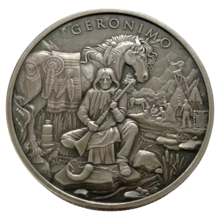 Legendary Warriors - Geronimo Silver Coin Antiqued 1 Oz - Bullion Club